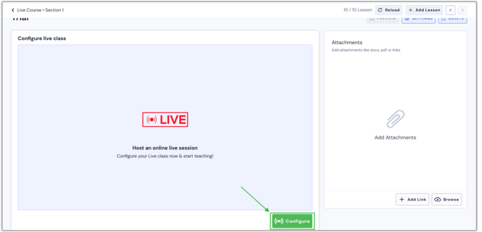 Create the Learnyst webinar for your live class.